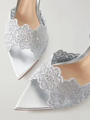 GIANVITO ROSSI 85 Metallic Leather-trimmed Lace Sandals