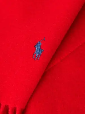 Polo Ralph Lauren Logo-embroidered Fringe-trimmed Brushed-wool Scarf