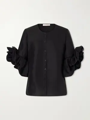 Carolina Herrera Ruffled Silk-satin Blouse