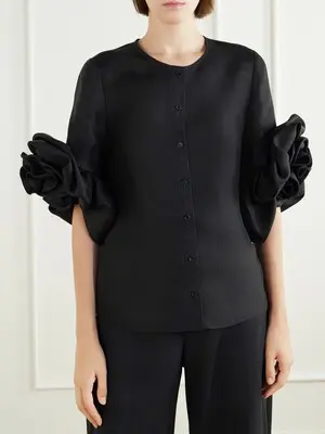 Carolina Herrera Ruffled Silk-satin Blouse
