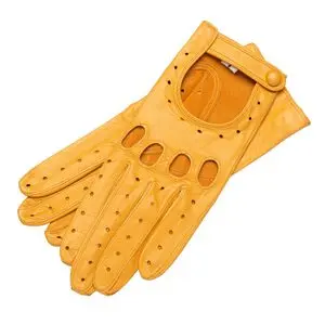 1861 GLOVE MANUFACTORY Messina Leather Driving Gloves In Yellow - Orange