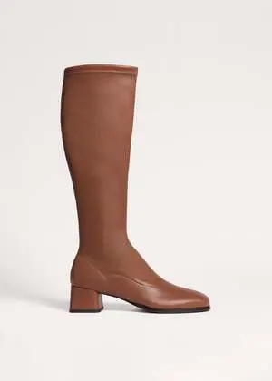 ME+EM Low Block Knee High Stretch Boot - Tan