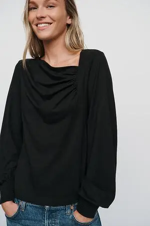 NATION LOS ANGELES Erica Cotton Blend Asymmetric Top