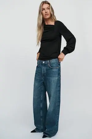 NATION LOS ANGELES Erica Cotton Blend Asymmetric Top