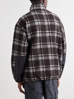 Comme Des Garçons Checked Shell-trimmed Boa Wool-fleece Jacket