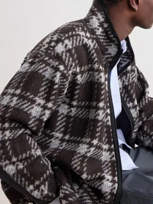 Comme Des Garçons Checked Shell-trimmed Boa Wool-fleece Jacket