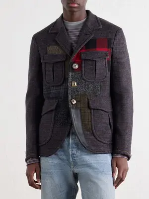 Junya Watanabe Patchwork Checked Wool And Cashmere-blend Woven Blazer