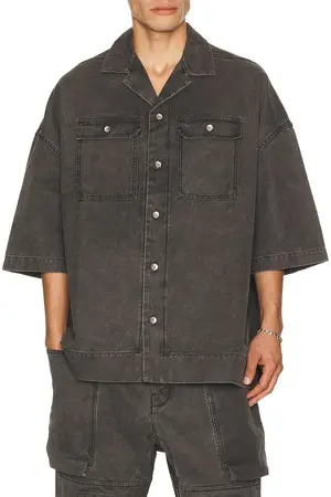 Rick Owens Magnum Tommy Shirt In Grey - Gravel