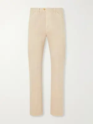 FORTELA Mcqueen Straight-leg Herringbone Cotton-velvet Trousers - Neutrals
