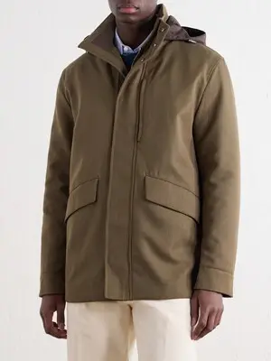 SLOWEAR Montedoro Padded Wool-blend Twill Hooded Jacket
