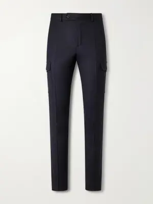SLOWEAR Incotex Tapered Wool-blend Flannel Cargo Trousers - Blue