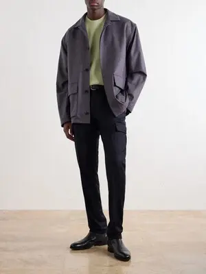 SLOWEAR Incotex Tapered Wool-blend Flannel Cargo Trousers