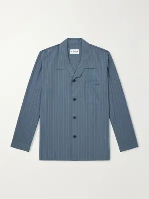 CDLP Logo-embroidered Striped Organic Cotton-poplin Pyjama Shirt - Multi