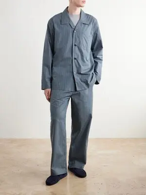 CDLP Logo-embroidered Striped Organic Cotton-poplin Pyjama Shirt