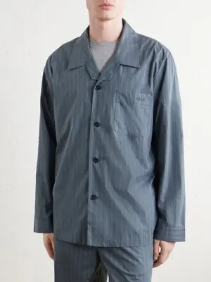 CDLP Logo-embroidered Striped Organic Cotton-poplin Pyjama Shirt