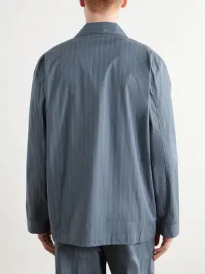 CDLP Logo-embroidered Striped Organic Cotton-poplin Pyjama Shirt