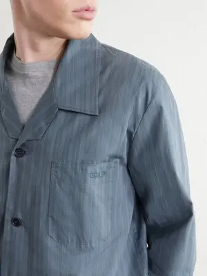 CDLP Logo-embroidered Striped Organic Cotton-poplin Pyjama Shirt