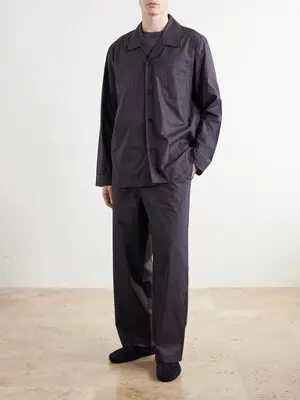 CDLP Logo-embroidered Checked Organic Cotton-poplin Pyjama Shirt