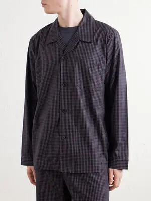 CDLP Logo-embroidered Checked Organic Cotton-poplin Pyjama Shirt