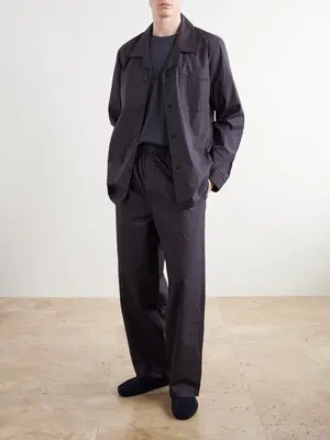 CDLP Straight-leg Checked Organic Cotton-poplin Pyjama Trousers