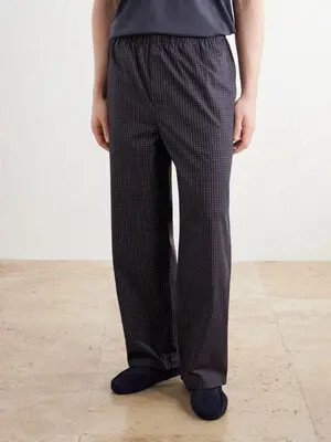 CDLP Straight-leg Checked Organic Cotton-poplin Pyjama Trousers