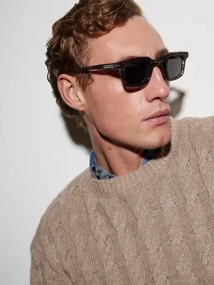 Zegna Square-frame Acetate Sunglasses