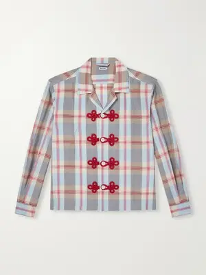 BODE Canyon Trillium Camp-collar Appliquéd Checked Organza Shirt - Multi