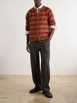 BODE Holly Striped Cotton And Merino Wool-blend Cardigan