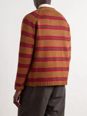 BODE Holly Striped Cotton And Merino Wool-blend Cardigan