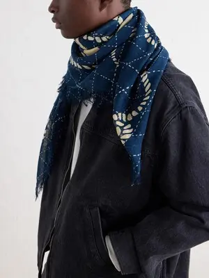 Kapital Frayed Printed Gauze Scarf