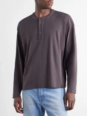 FRAME Cotton-jersey Henley T-shirt