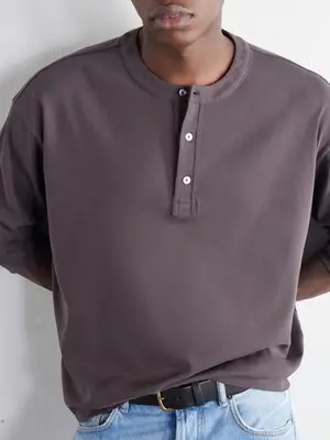 FRAME Cotton-jersey Henley T-shirt