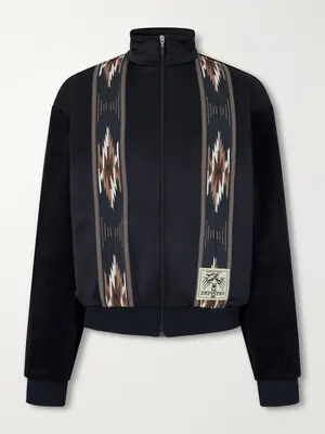 Kapital Appliquéd Corduroy-trimmed Jersey Zip-up Sweatshirt - Black
