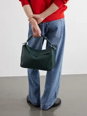 Loewe Puzzle Edge Large Logo-debossed Full-grain Leather Messenger Bag