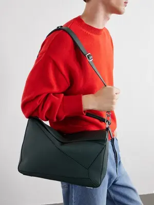 Loewe Puzzle Edge Large Logo-debossed Full-grain Leather Messenger Bag