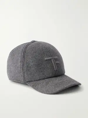 TOM FORD Logo-embroidered Cashmere Cap - Gray