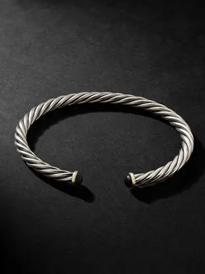 David Yurman Cable Sterling 14-karat Gold And Onyx Cuff