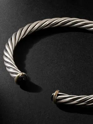David Yurman Cable Sterling 14-karat Gold And Onyx Cuff