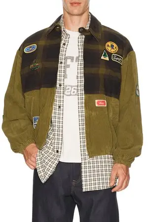 SONG FOR THE MUTE Scout Bomber Jacket In Multi - Mustard