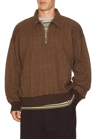 SONG FOR THE MUTE Classic Collar Zip Pullover - Brown