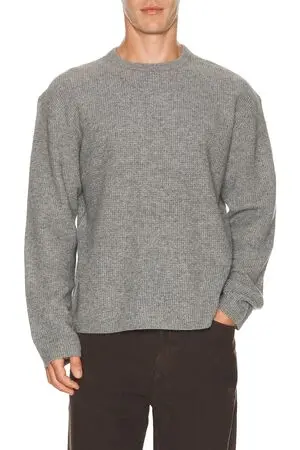 FRAME Waffle Cashmere Blend Crewneck In Grey - Ash