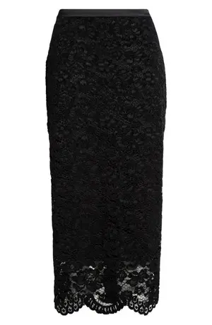 Nordstrom Lace Overlay Midi Skirt - Black