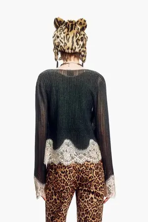 Anna Sui Without Bow Lingerie Lace Knit Cardigan