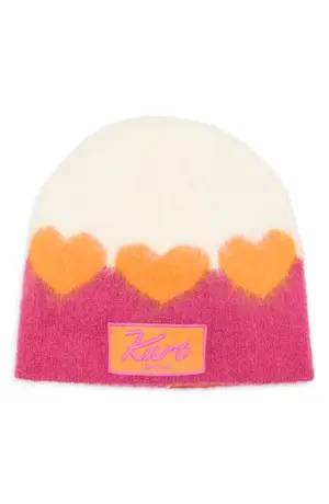 Kurt Geiger Heart Jacquard Beanie - Fuchsia