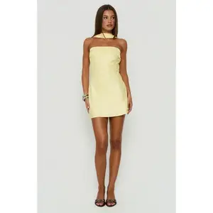 Princess Polly Declynne Strapless Scarf Detail Minidress - Chartreuse