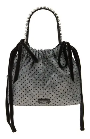 JIMMY CHOO Mini Drawstring Top-handle Bag - Silver/black/silver