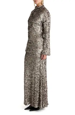 Bardot Astra Sequin Long Sleeve Maxi Dress