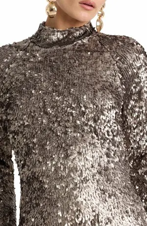 Bardot Astra Sequin Long Sleeve Maxi Dress