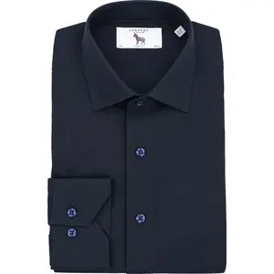 Lorenzo Uomo Trim Fit Solid Stretch Dress Shirt - Indigo