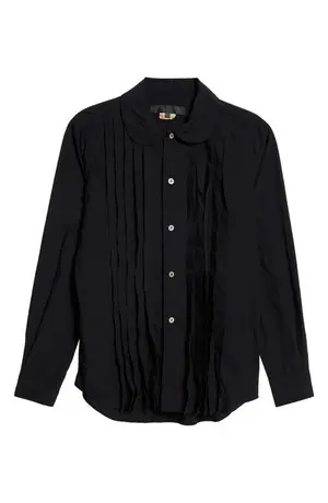 Comme Des Garçons Pintuck Long Sleeve Button-up Shirt - Black